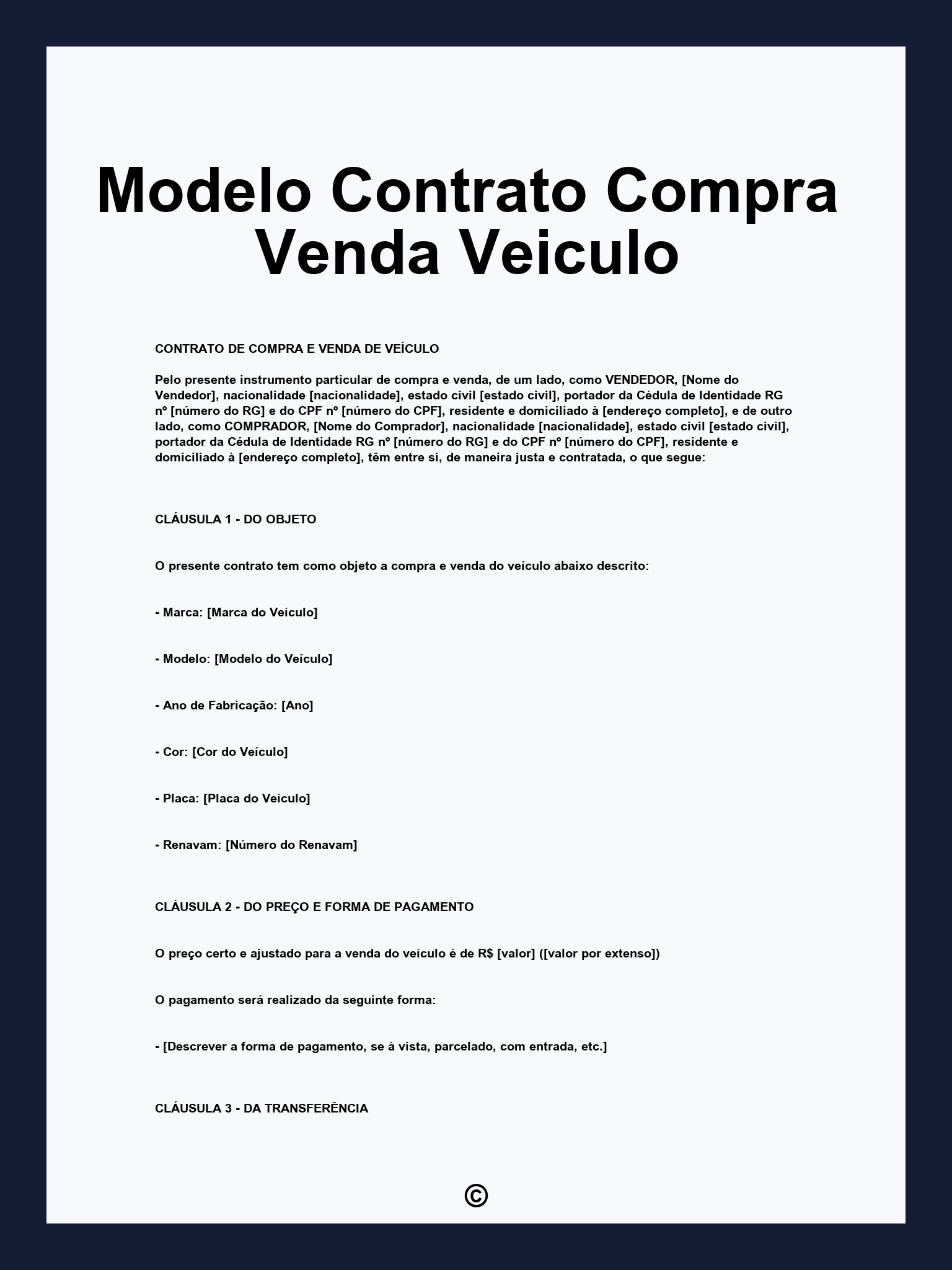 Modelo Contrato Compra Venda Veiculo