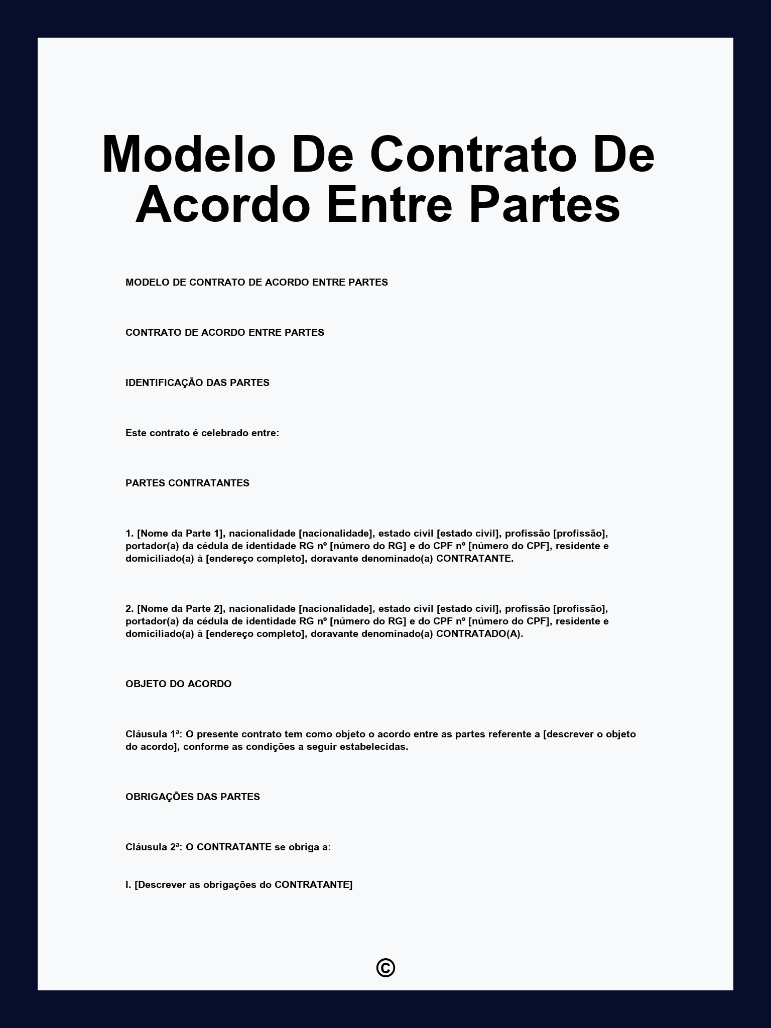 Modelo De Contrato De Acordo Entre Partes
