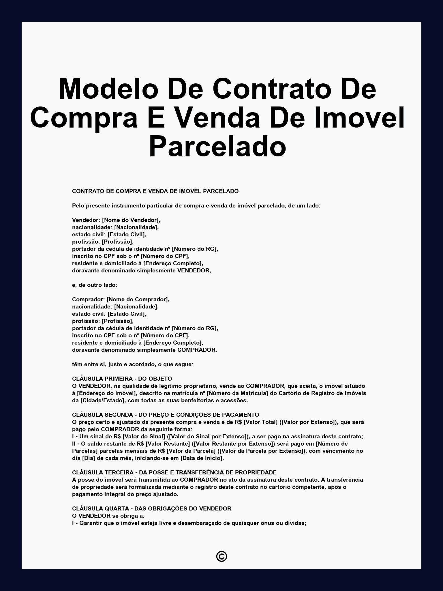 Modelo De Contrato De Compra E Venda De Imovel Parcelado